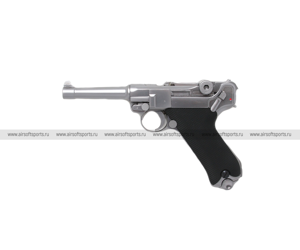 Купить Страйкбольный пистолет (WE) LUGER P08 SHORT SILVER металл в ...