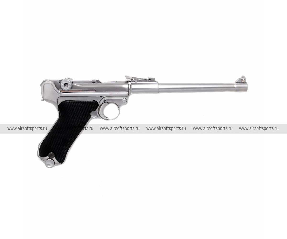 Купить Страйкбольный пистолет (WE) LUGER P08 LONG SILVER металл в ...