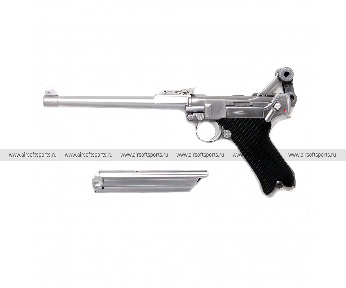 Купить Страйкбольный пистолет (WE) LUGER P08 LONG SILVER металл в ...